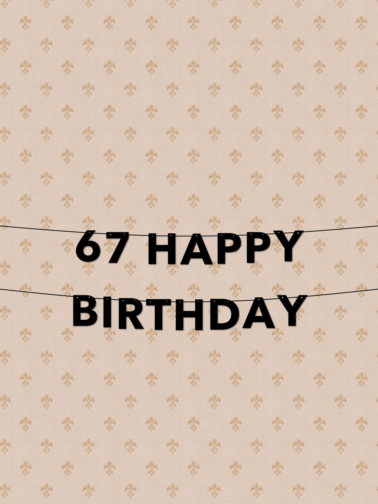 Декоративная гирлянда-растяжка '67 happy birthday' - Яркий декор для праздника, высота букв 10 см, толщина 1 мм, идеальна для оформления торжеств и фотосессий.