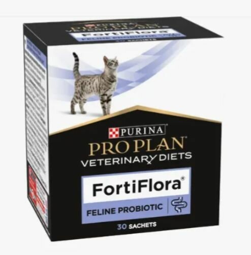 Пробиотик ФортиФлора для кошек и котят Pro Plan FortiFlora для поддержания баланса кишечной микрофлоры, 30 пакетиков х 1 г