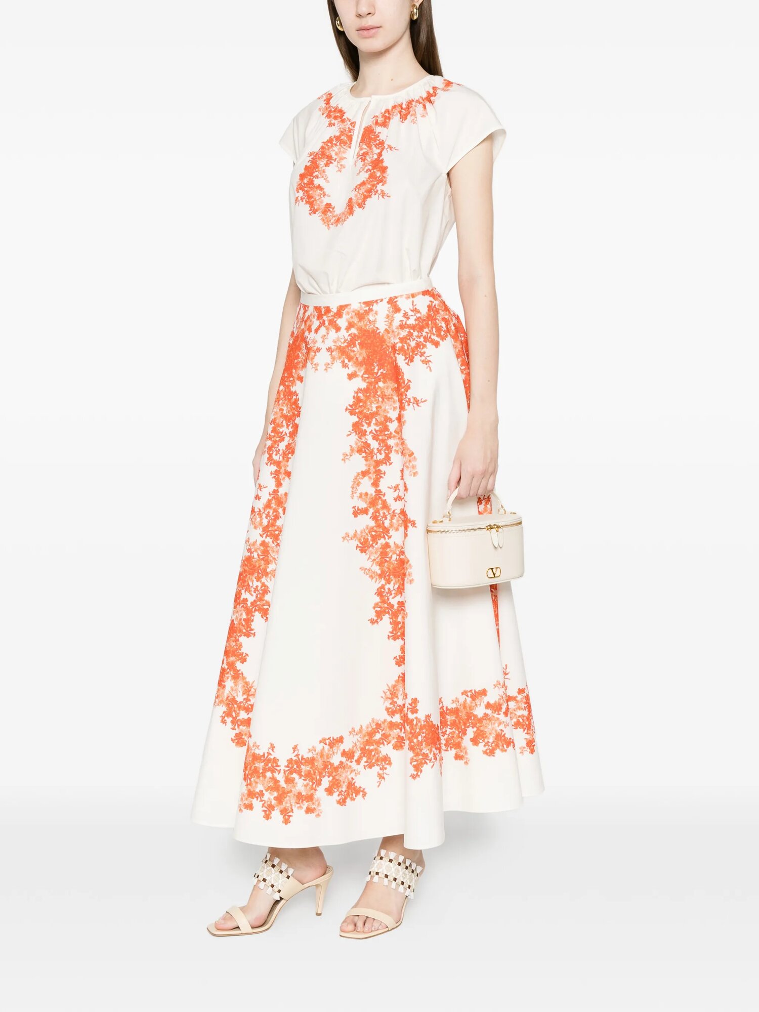 Юбка Giambattista Valli Floral midi skirt, размер 42, бежевый/белый — фото 1