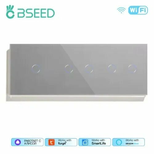 Сенсорный выключатель, WIFI выключатель 6 клавиши, 3 поста (1+2+2), Нужен нейтралитет, c Алисойпанель стекло,228mm