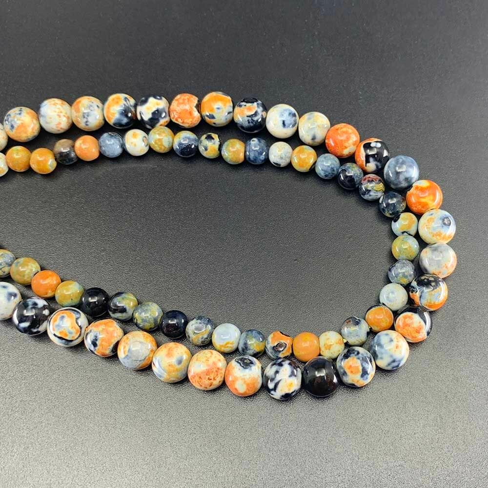 Агат огненный, цвет апельсин , 8 мм , бусины на нитке ( около 48шт )