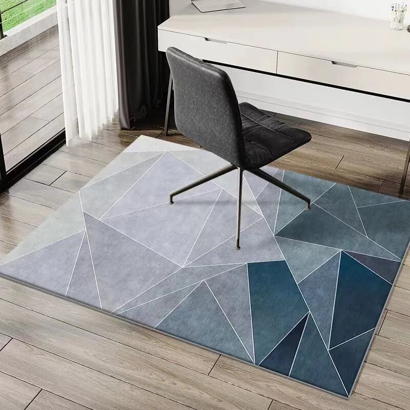 Коврик геометрический серый 80x120 см для гостиной из велюра