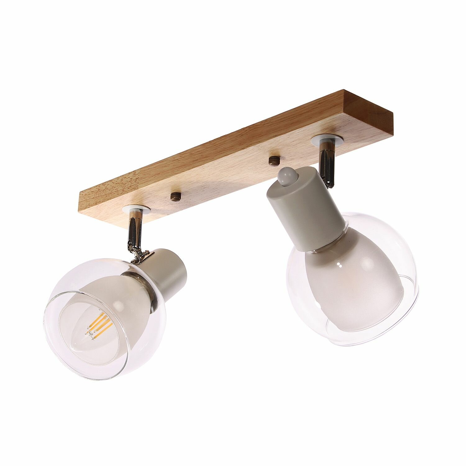 Светильник настенный VERNER LIGHTING Спот с цоколем Е27, 1 лампа на 40 Вт, белый цвет и дерево (N5105/2)