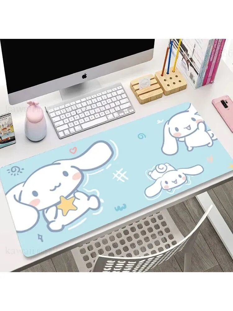 Коврик для мышки XXL голубой кремовый для рабочего стола с Cinnamoroll