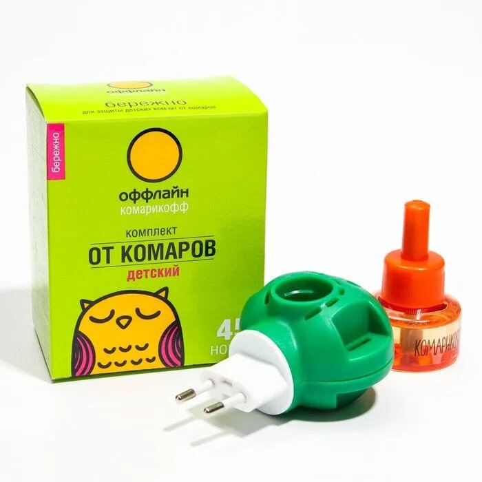 Средство от комаров "Детский" (фумигатор + жидкость) 45 ночей, "Оффлайн"