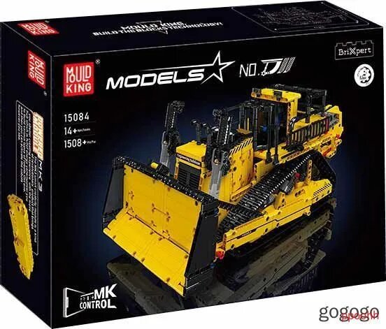 Конструктор Mould King 15084 Бульдозер на радиоуправлении, 1508 деталей / Совместимый с Technic