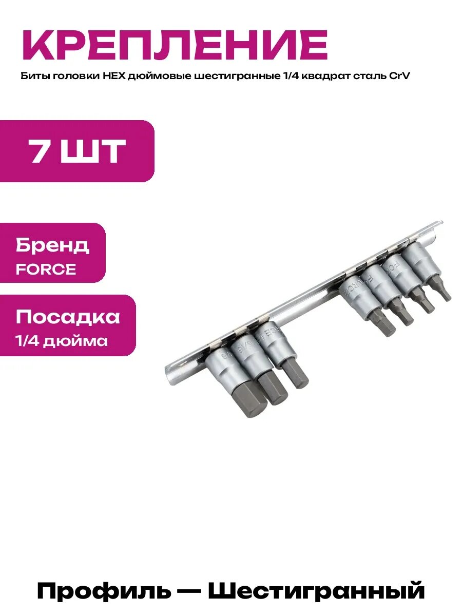 Шестигранные дюймовые головки биты HEX квадрат 1/4 сталь CrV