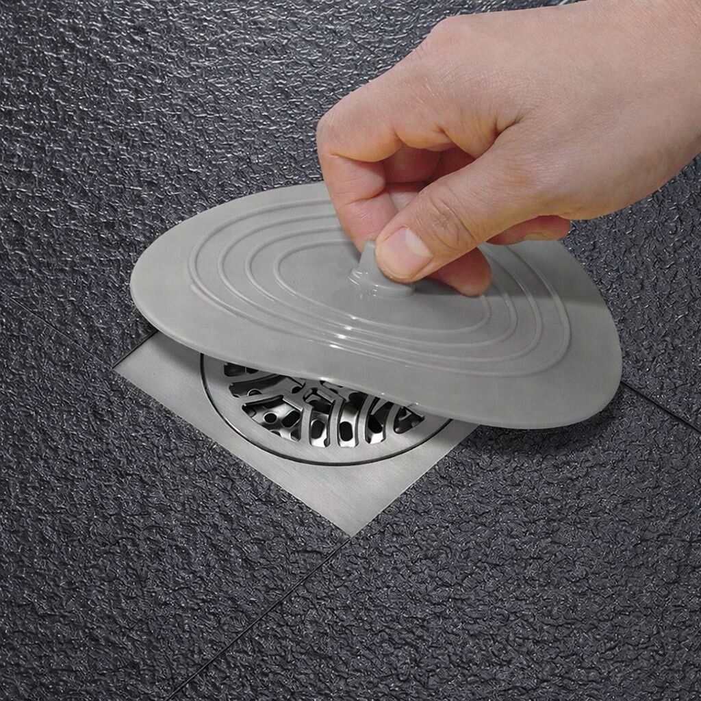 Силиконовая пробка для слива раковины для кухни и ванной 15,5 см серая