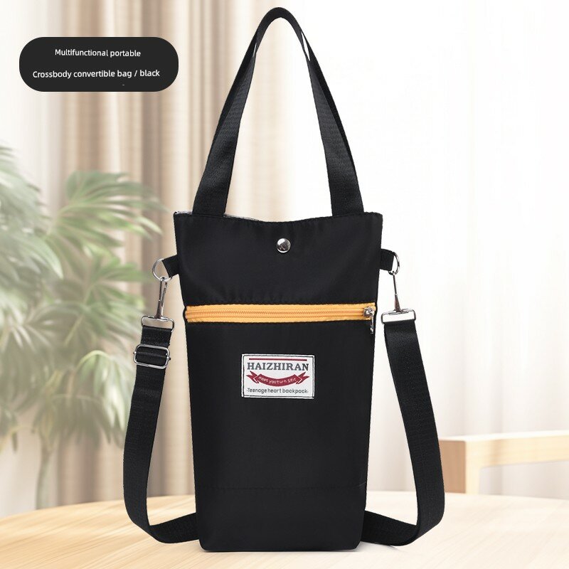 Чехол для стакана из композитной водонепроницаемой ткани черного цвета с регулируемым плечевым ремнем и ручкой, прочный