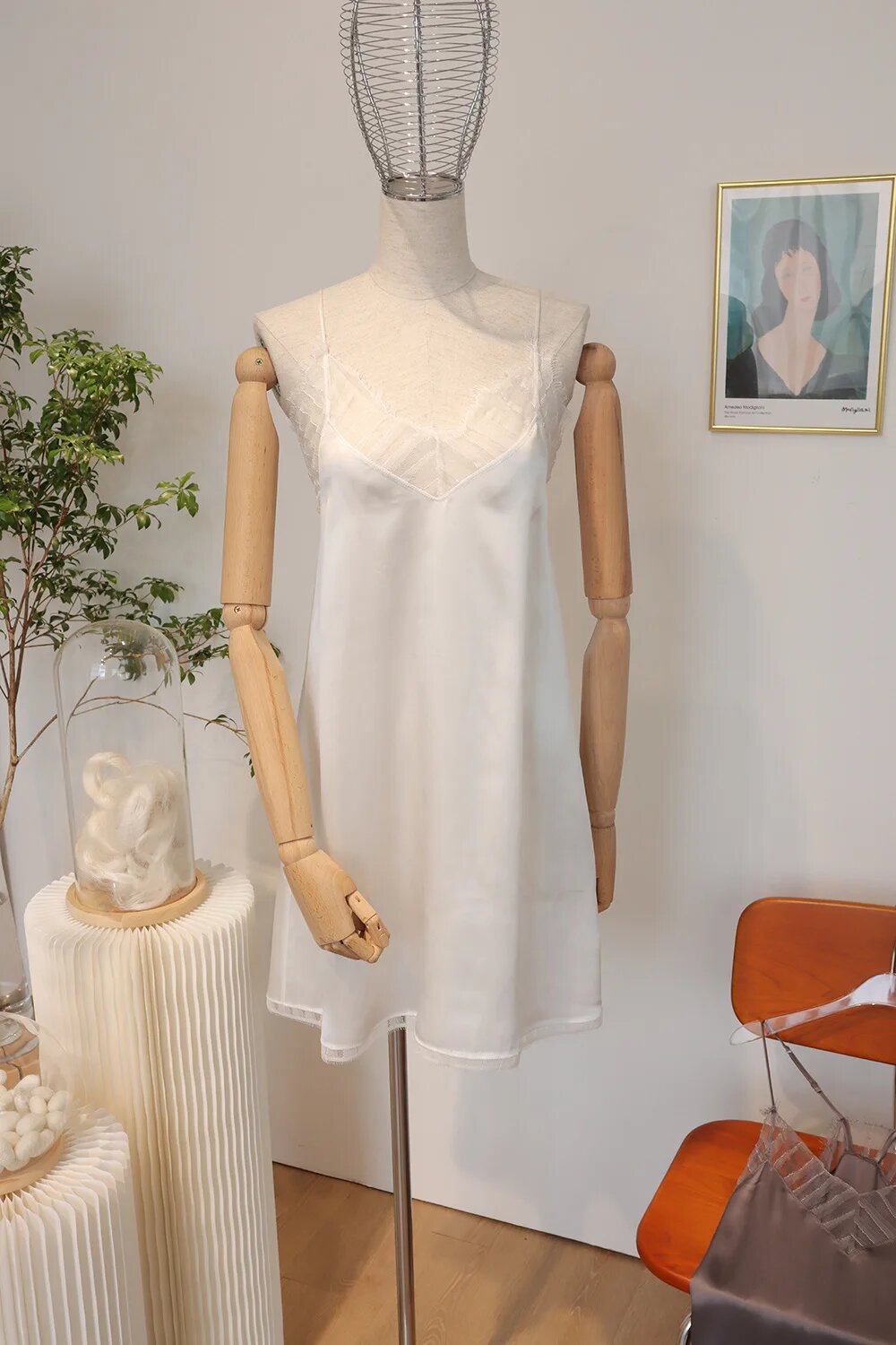 Birdtree шелковое ночное платье Белый, М, White