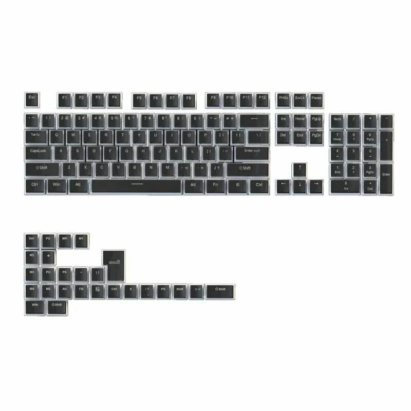 130 клавиш Pudding Keycaps OEM Profile PBT Двухзарядная клавишная головка для механической клавиатуры Mx Switch ISO Раскладка Клавиш c RGB подсветкой
