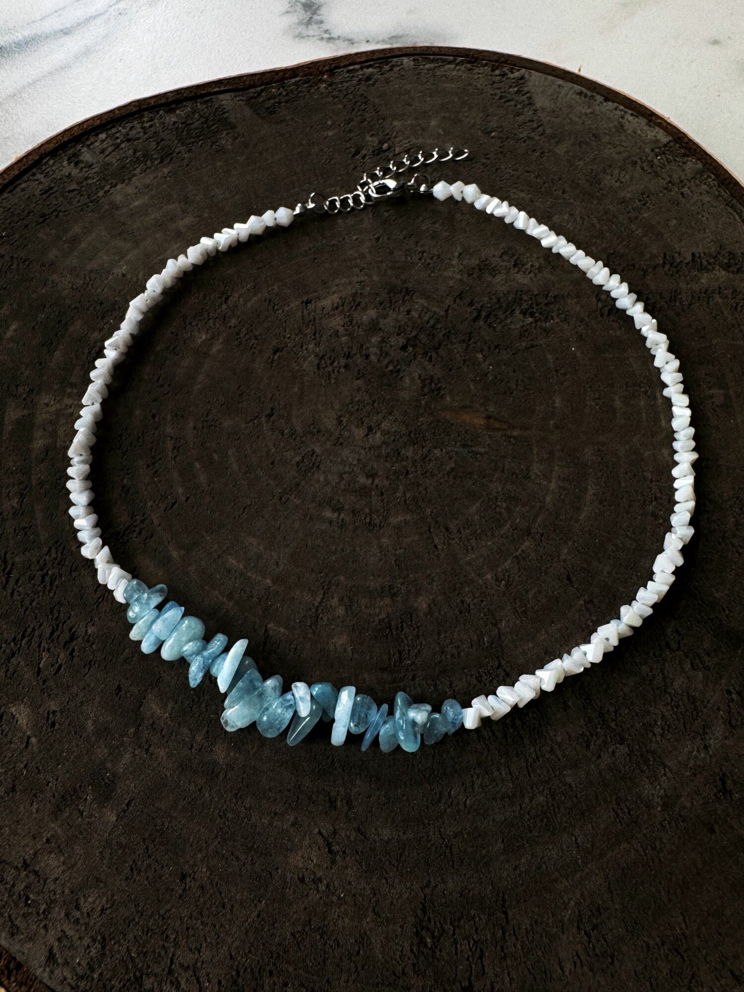 Чокер, аквамарин