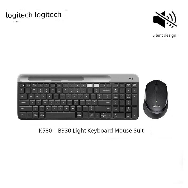 Logitech B330 и K580 беспроводная клавиатура и мышь с тихой работой звездный черный