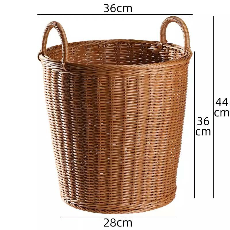 Круглая корзина для белья таупового цвета 36x36 см для компактного хранения в ванной дома