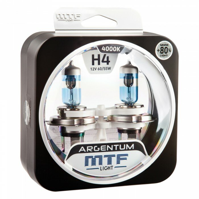 Галогенные автолампы серия ARGENTUM +80% H4, 12V,