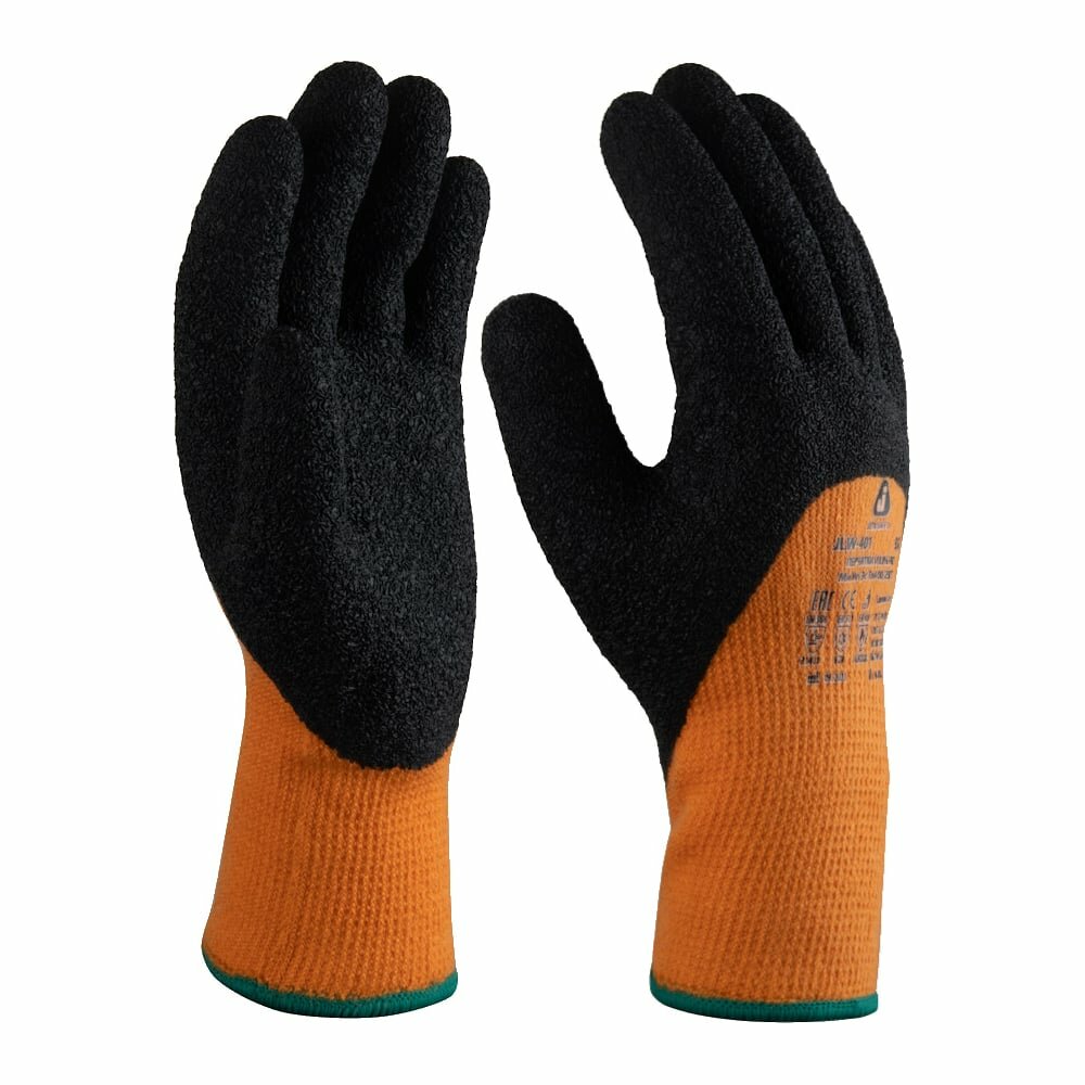 Утепленные акриловые перчатки с начесом Jeta Safety с латексным покрытием 3/4, размер 9/L JLW-401-L