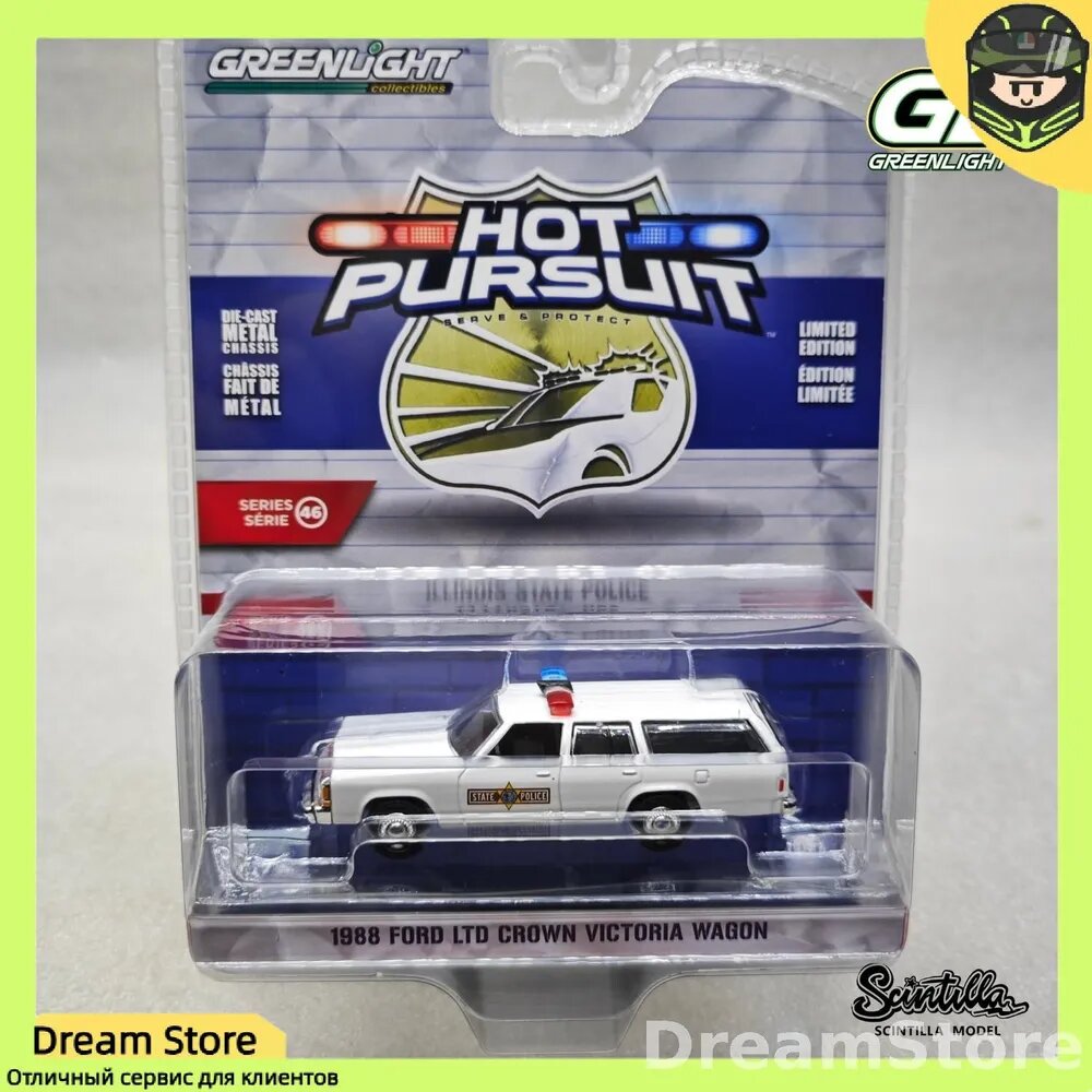 Машинка GREENLIGHT collectibles 1/64 #Hot Pursuit 1988 FORD LTD CROWN VICTORIA WAGON Литой под давлением автомобильной модели