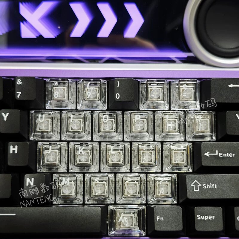 Прозрачные кейкапы с любовной тематикой, с буквами, черно-белая гравировка, оригинальная высота, магнитный