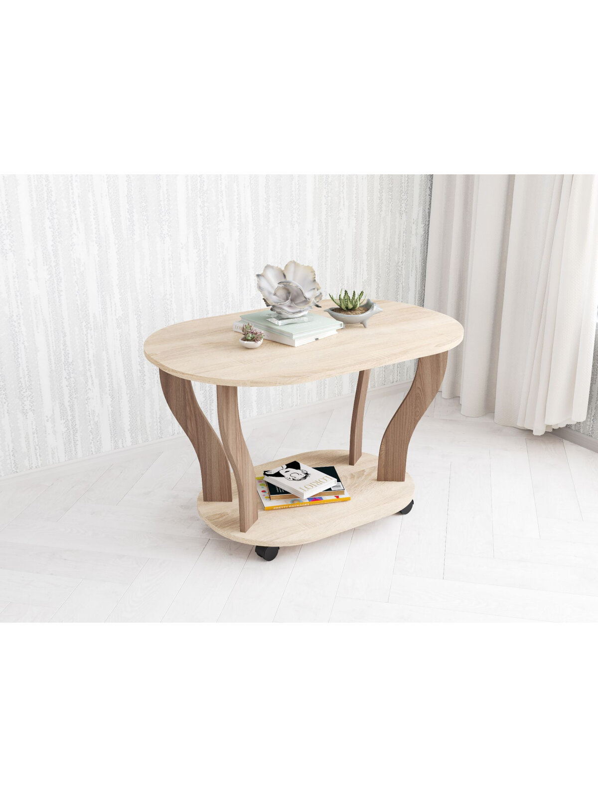 Стол журнальный "Консул-3 Сонома" Huge Mebel. Ширина 900 Высота 560. Столы журнальные