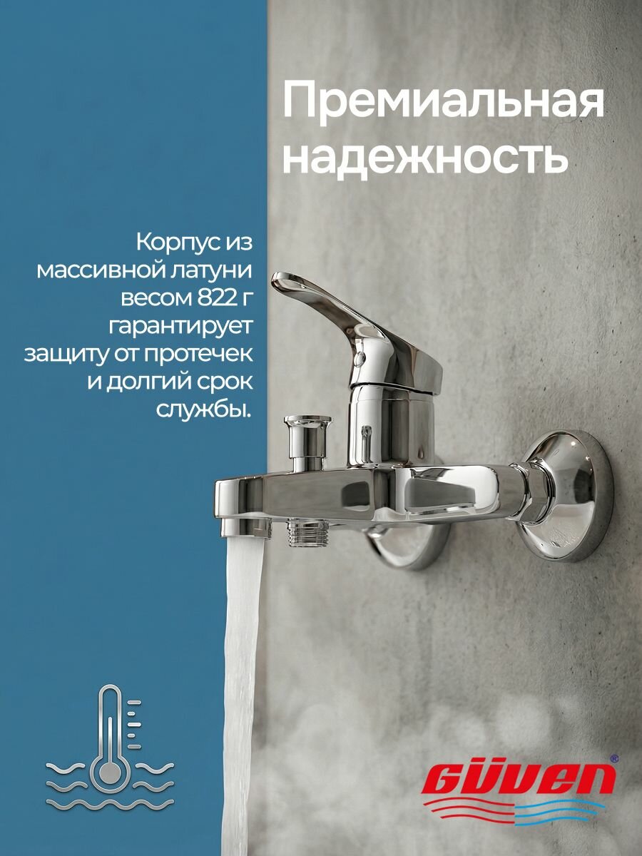Смеситель для ванной с подключением душа — фото 1