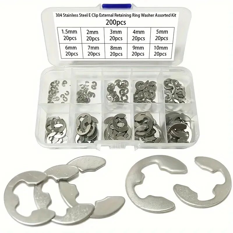 Стопорное кольцо из нержавеющей стали 304, E-тип, 1.5-10 мм 120Pcs