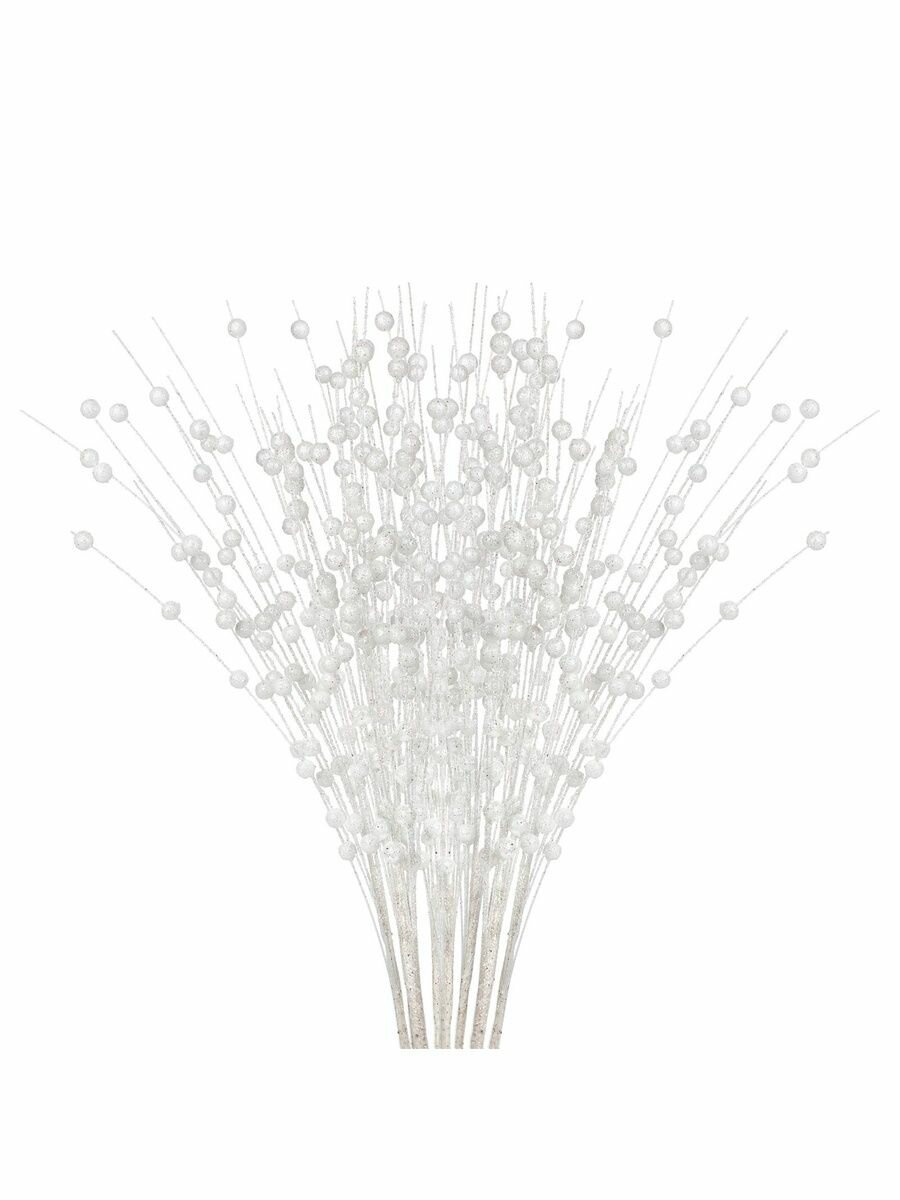 Набор для творчества: Блестящая ветка с ягодами 40 см. Создавайте уникальные украшения для ёлки и рождественского венка.