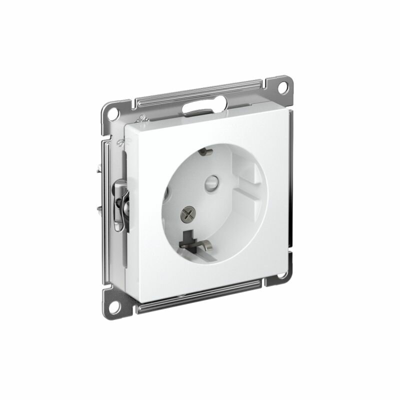 Розетка 1-м СП AtlasDesign 16А IP20 с заземл. защ. шторки механизм бел. SE ATN000145