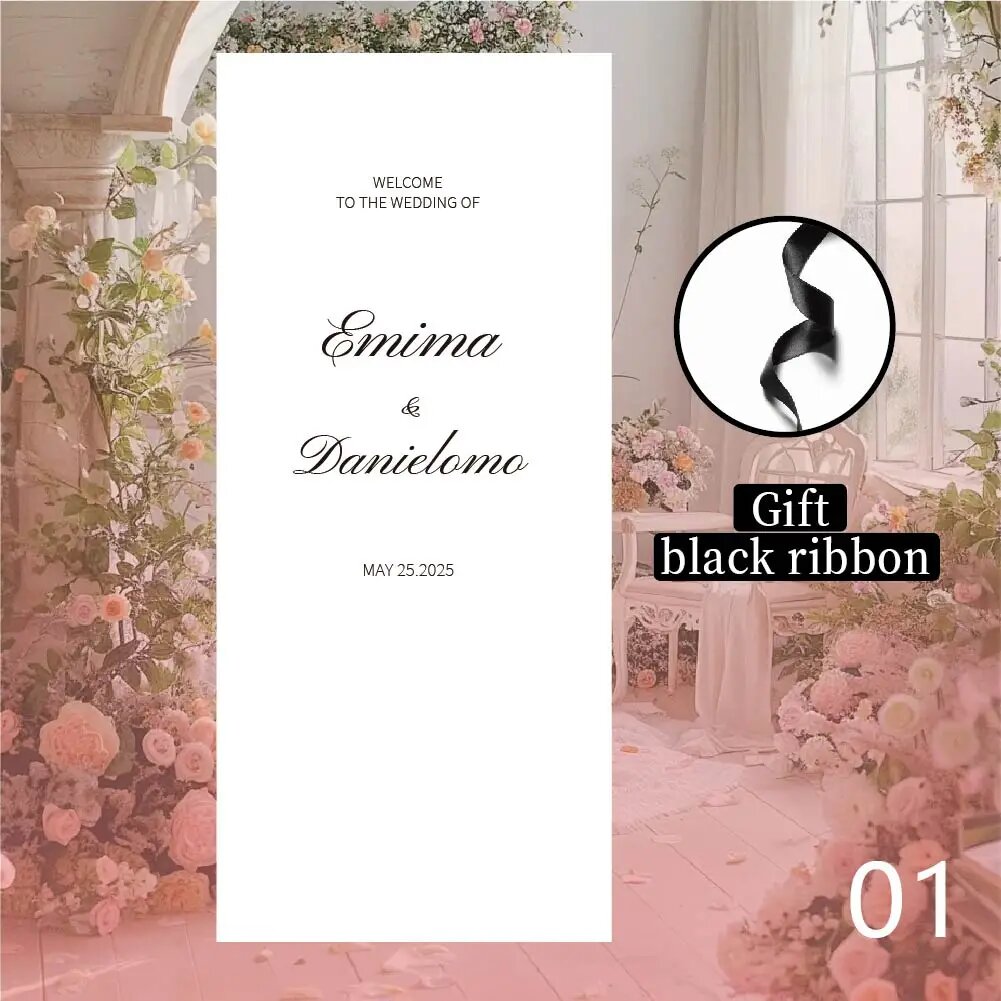 Персонализированная свадебная табличка белая, без подставки