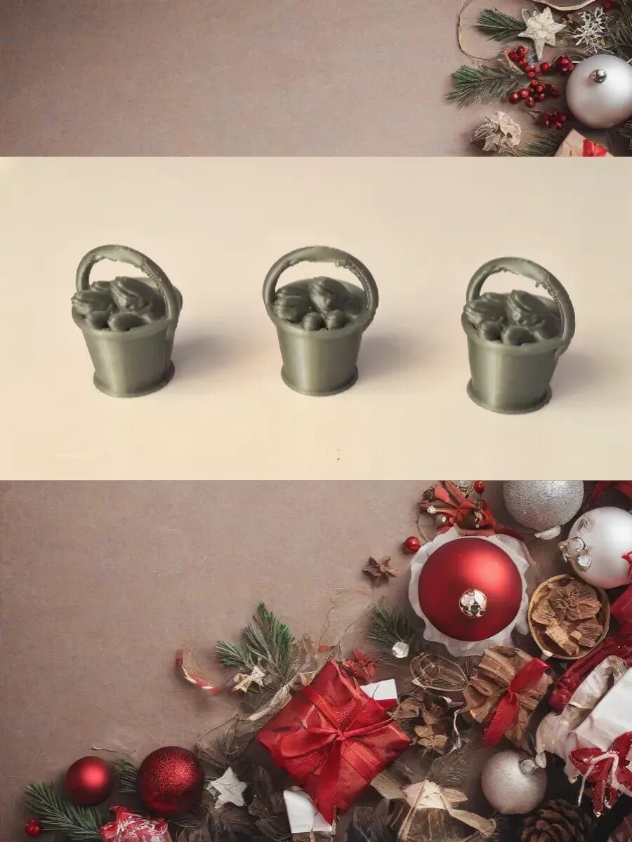 Набор миниатюр 3 шт "Ведро с рыбой", для ватной игрушки