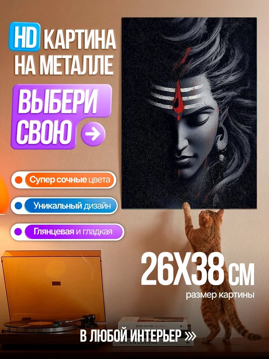 Картина на HD металле Бог Шива портрет