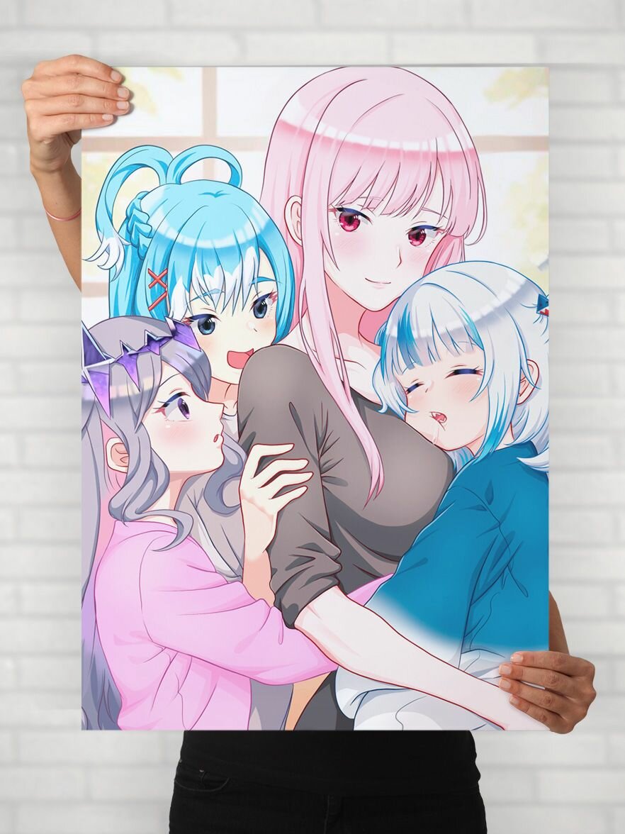 Плакат на стену для интерьера Виртуальные Ютуберы (Virtual Youtubers 3) - Постер по медиа и интернет звезде формата A2 (42x61 см)