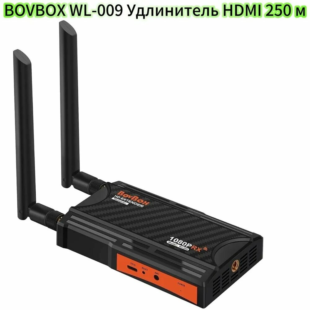 BOVBOX WL-009 250 метров Разветвитель кабеля HDMI, Двухдиапазонная передача 5.8G, поддержка 1080P при 60 Гц, инфракрасный пульт дистанционного управления, широкое применение(RX)