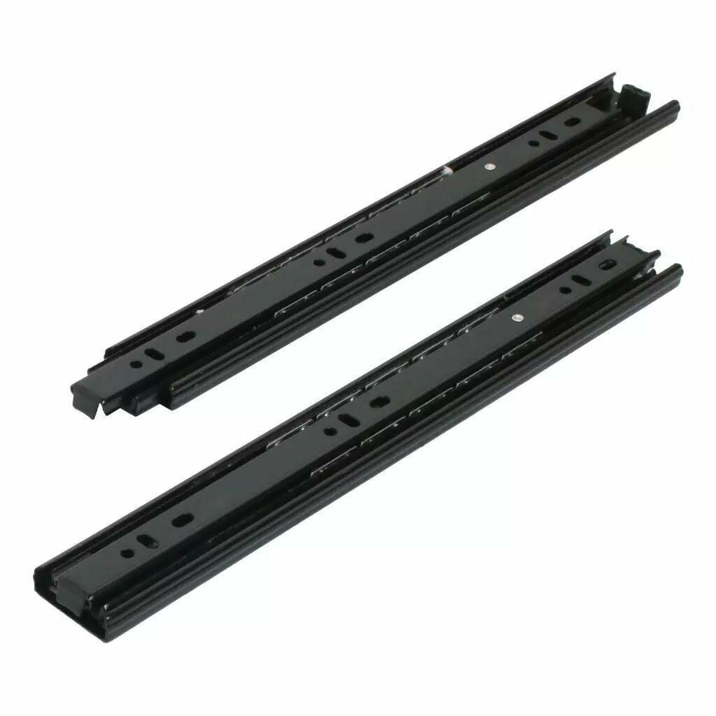 Направляющая шариковая StahlBuro 12 дюймов 300х35х0.8 мм, комплект 2 штуки, черная фурнитура для мебели, артикул 16320