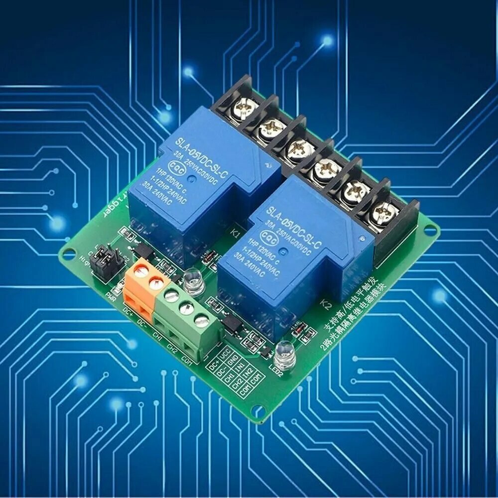 Двухканальный модуль реле 30А, 5V