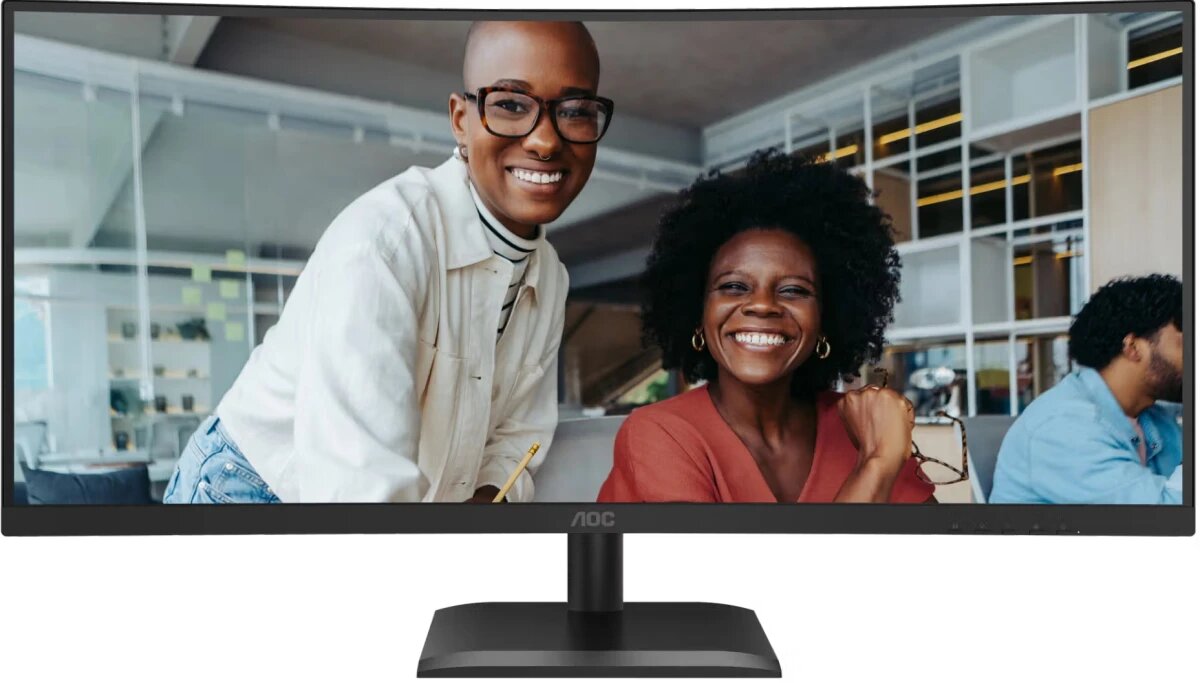 Монитор AOC 34" CU34E4CV 1500R, 21:9, VA, UWQHD, 4ms, 350cd, HDMI, DP, USB, USB-C, LAN, SPK, HAS