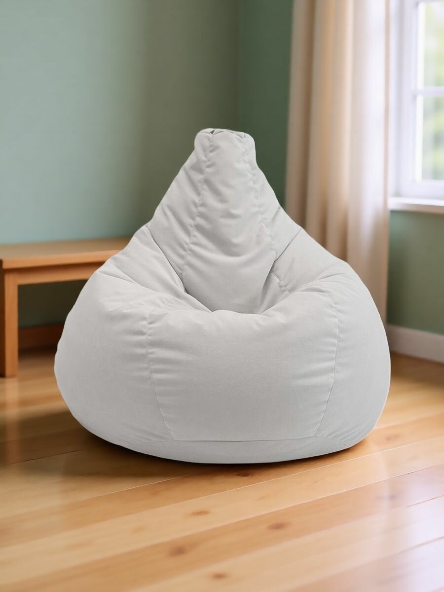 Кресло-мешок aLounge - Bean Bag 4XL - Tundra Spring (велюр, светло-серый) - со съемным внешним чехлом