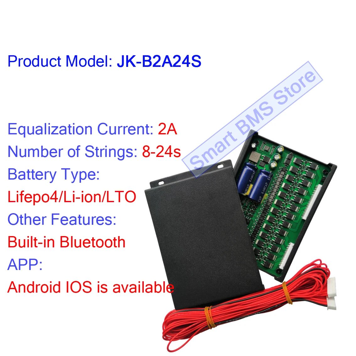 JK BMS активный балансир Li-ion Lifepo4, 2A, 8-24s, B2A24S