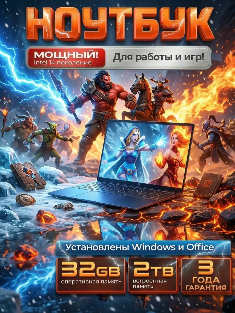 Ноутбук Intel Core i9-13900HX, 32GB RAM, 2048GB SSD, 2026 + Office