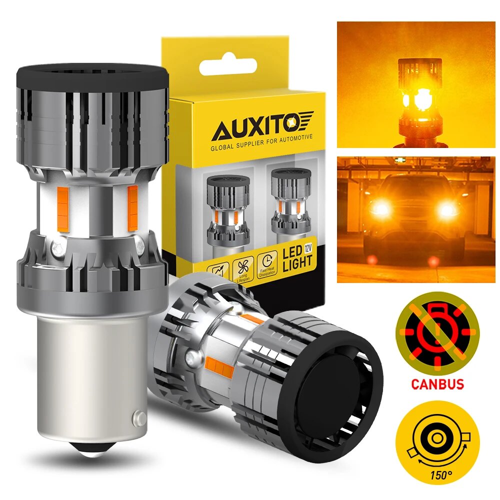 Светодиодный указатель поворота AUXITO BAU15S PY21W 1156 BA15S P21W Canbus Янтарный