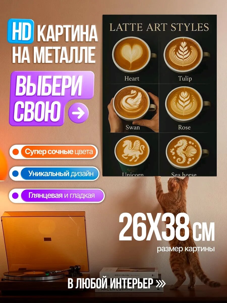 Картина на HD металле Латте арт стили