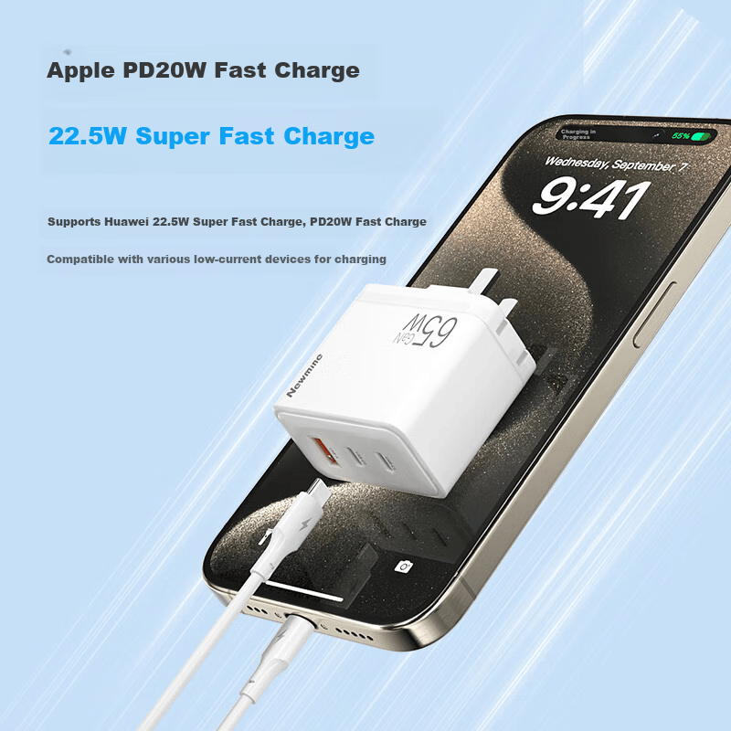 Newmine 65W GaN Зарядное устройство 3 в 1 с несколькими портами для Apple Huawei Xiaomi MacBook Pro Цвет：65W набор