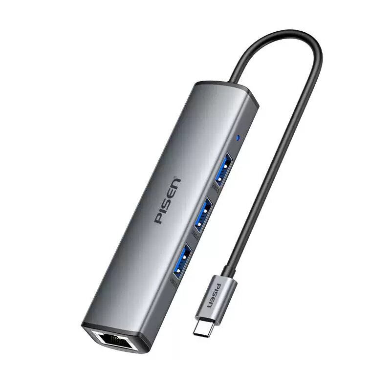 Адаптер Pisen Type-C для подключения к Gigabit Ethernet для Apple Macbook, конвертер Type-C в Ethernet для мобильных