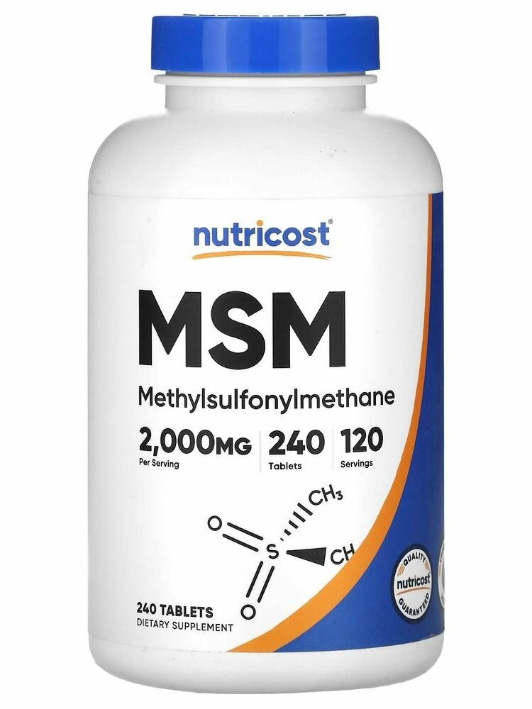 Метилсульфонилметан (МСМ), 240 таблеток (1000 мг в каждой таблетке), Nutricost