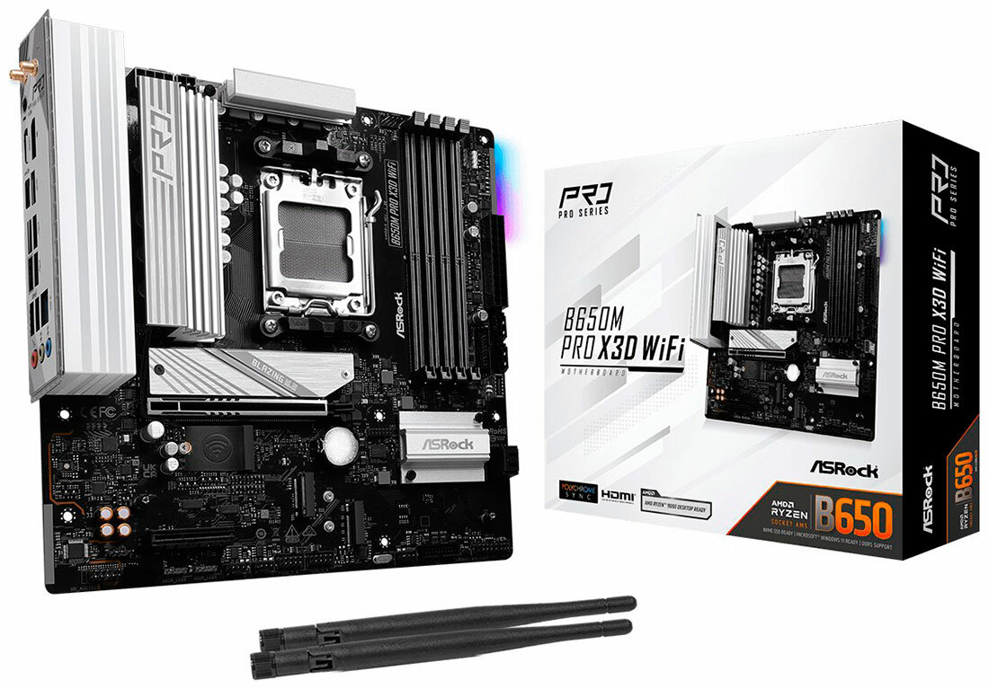 Материнская плата Asrock B650M Pro X3D WIFI (AM5, mATX)