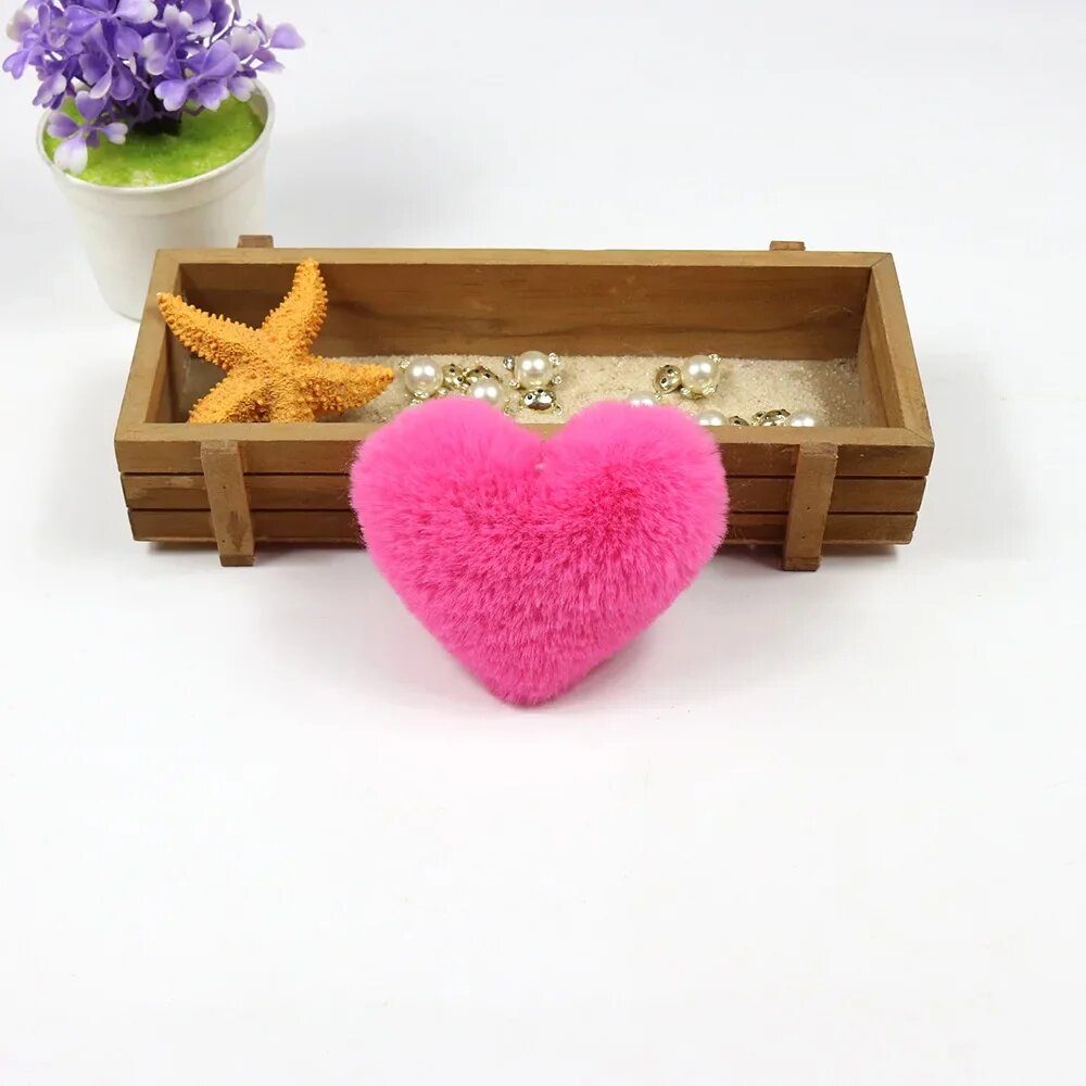 Розовый помпон сердечком, 10 шт, hot pink, F393