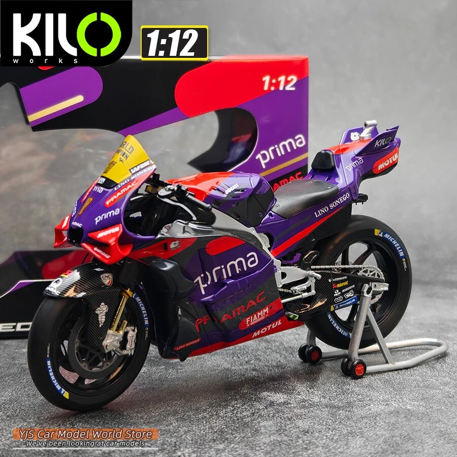 Металлическая модель мотоцикла KILOworks Prima Pramac Racing GP23 GP24 1:12