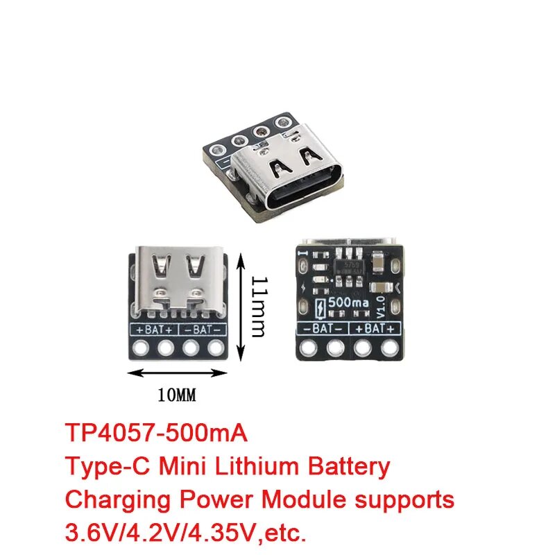 Модуль зарядки Type-C TP4057 500mA, 5шт