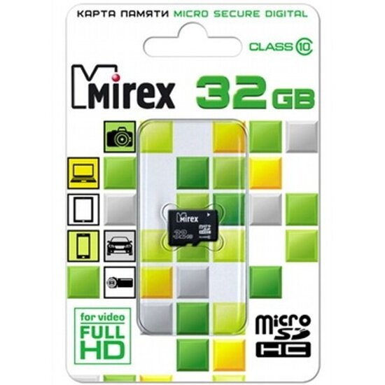 Карта памяти Mirex 32GB microSDHC Class 10 (13612-MC10SD32)