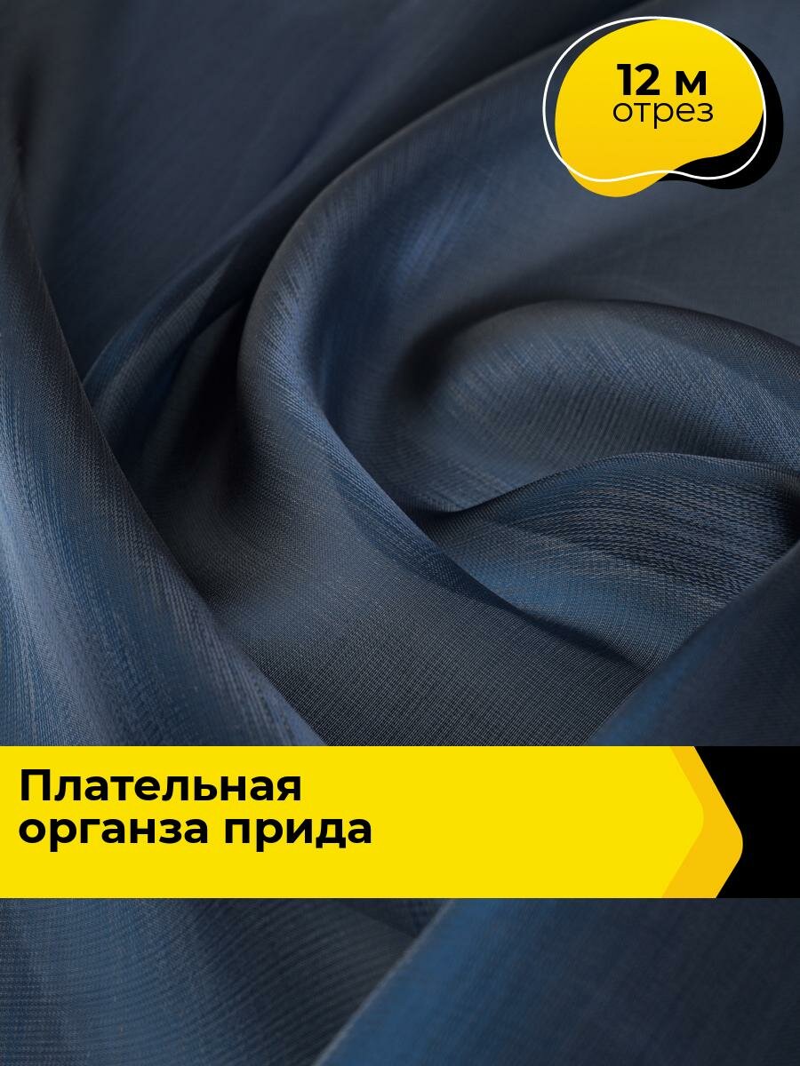 Ткань для шитья одежды Плательная органза "Прида" 12 м*150 см, цвет синий