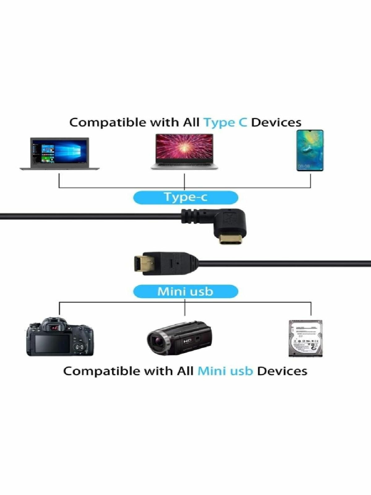 (1 шт.) Кабель OTG MiniUSB -> Type C — фото 1